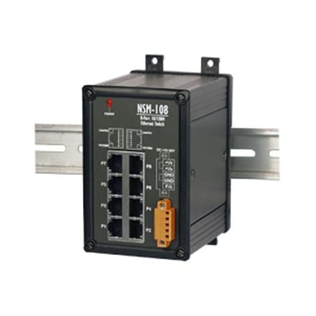 Icp Das Unmanaged 8-Port Industrial 10/100 Mbps Ethernet Switch, NSM108 NSM108 | Zoro